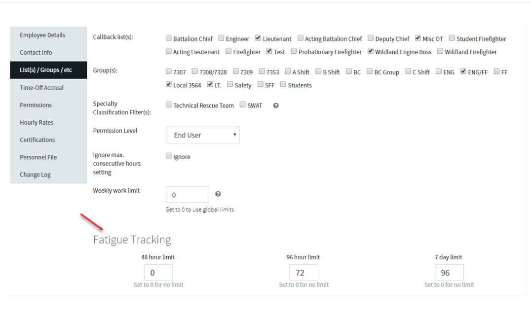 Fatigue Tracking