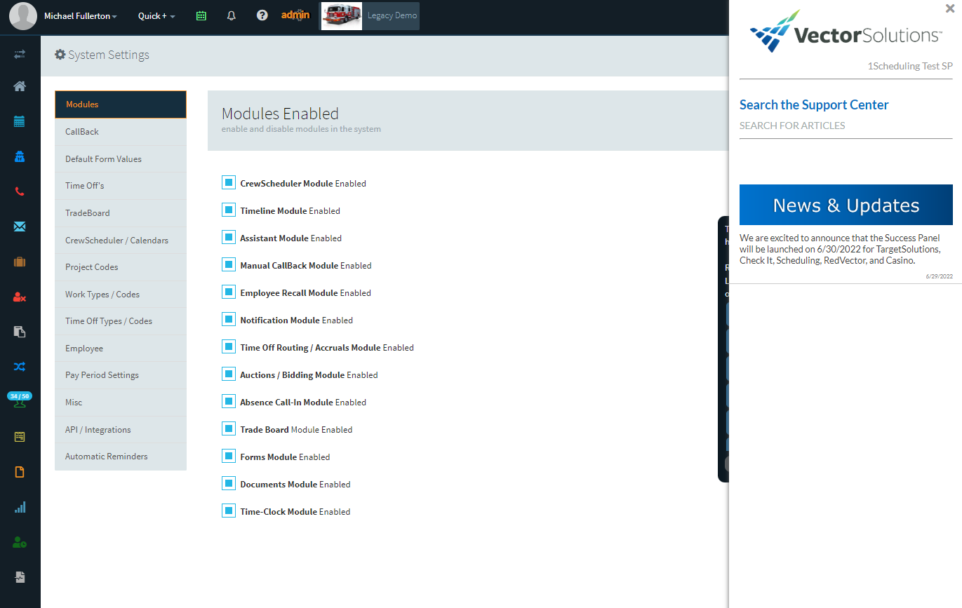 Introducing Vector Solutions Success Panel for Vector Scheduling